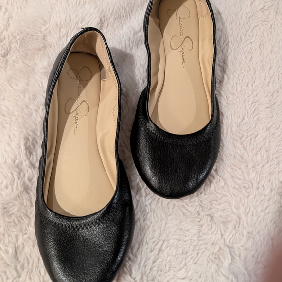Jessica Simpson | Shoes | Jessica Simpson Black Leather Ballet Flats ...